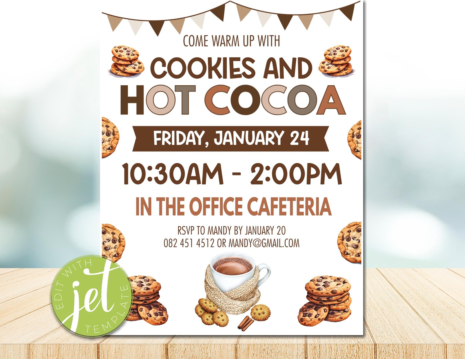 Editable Hot Cocoa Bar Flyer, Hot Cocoa Party Invitation, INSTANT ...