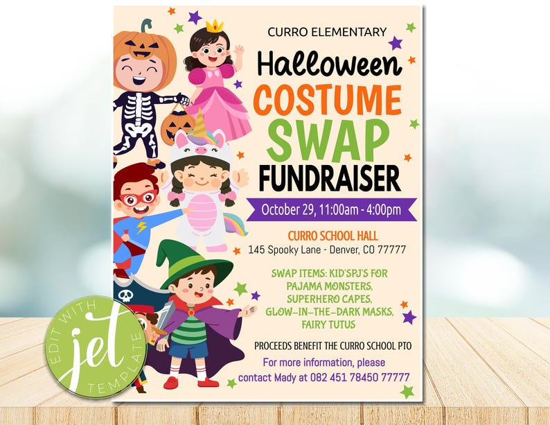 EDITABLE Halloween Costume Contest Flyer, Community Church School Pto ...