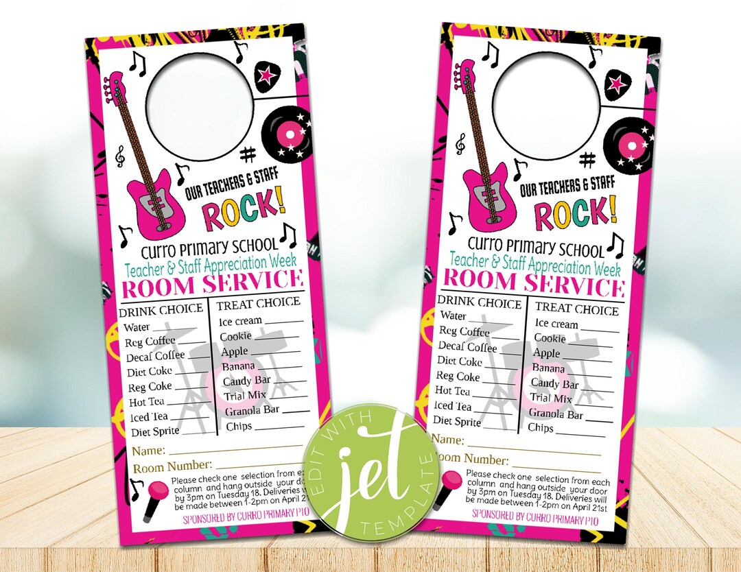 Editable Rockstar Theme Teacher Appreciation Week Room Service Door ...