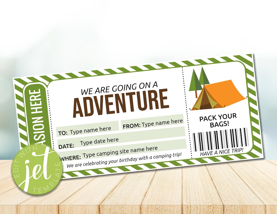 Editable Adventure Ticket, Surprise Trip Ticket, Surprise Trip Reveal ...