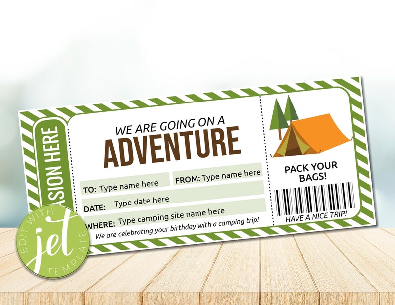 Editable Adventure Ticket, Surprise Trip Ticket, Surprise Trip Reveal ...