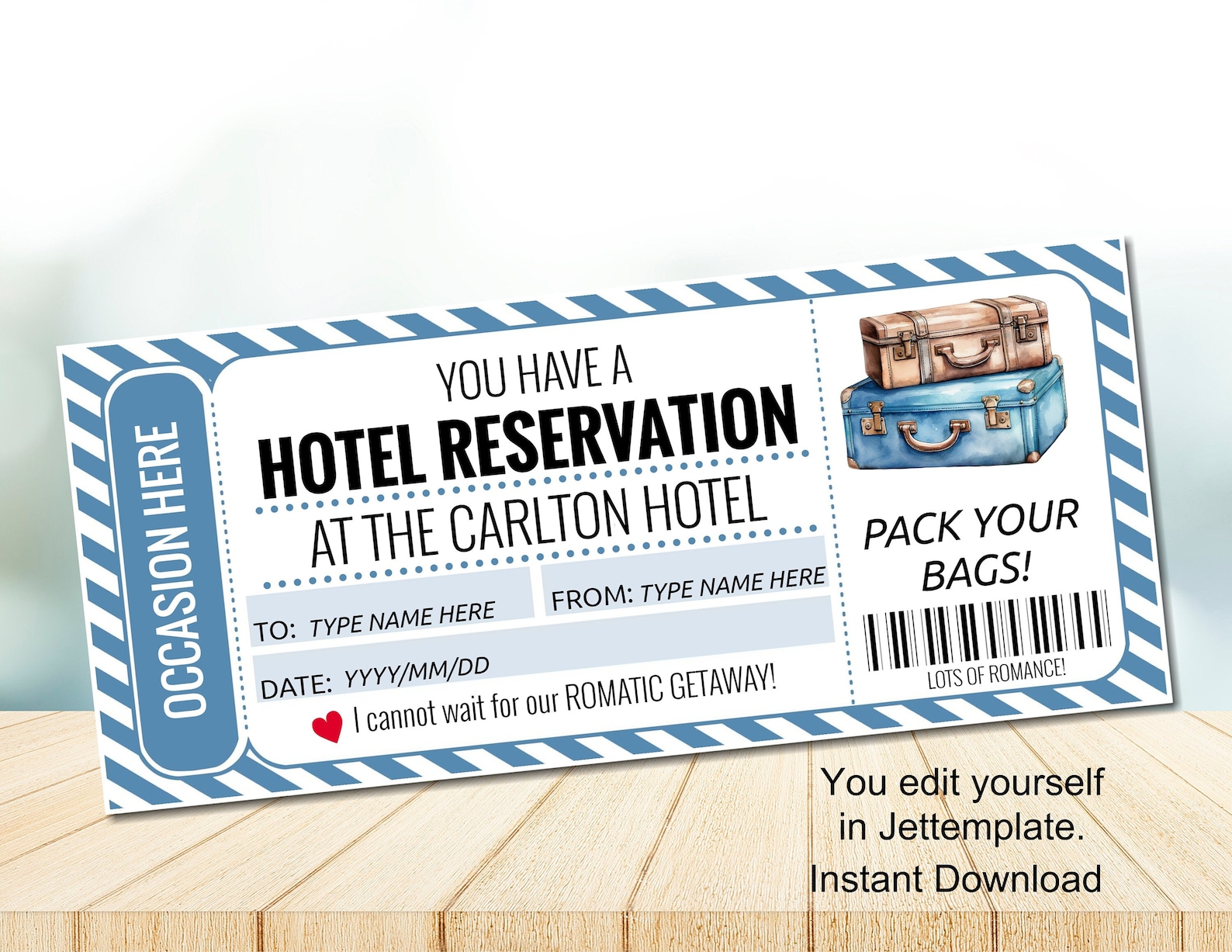 Editable Hotel Reservation Voucher. Surprise Hotel Reservation Gift ...