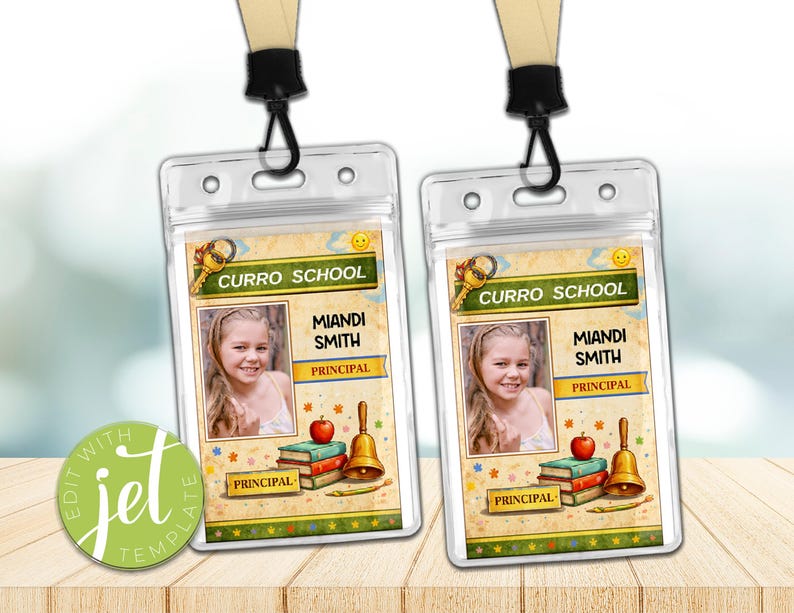 Kids Principal ID Card Printable, Pretend Play School Badge, Instant ...