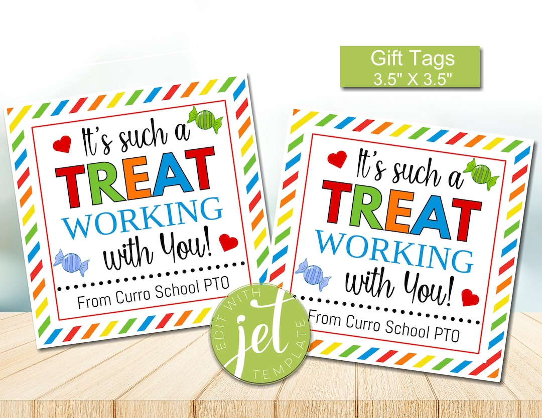 Editable It's Such a Treat Working With You Tag, Employee Appreciation ...