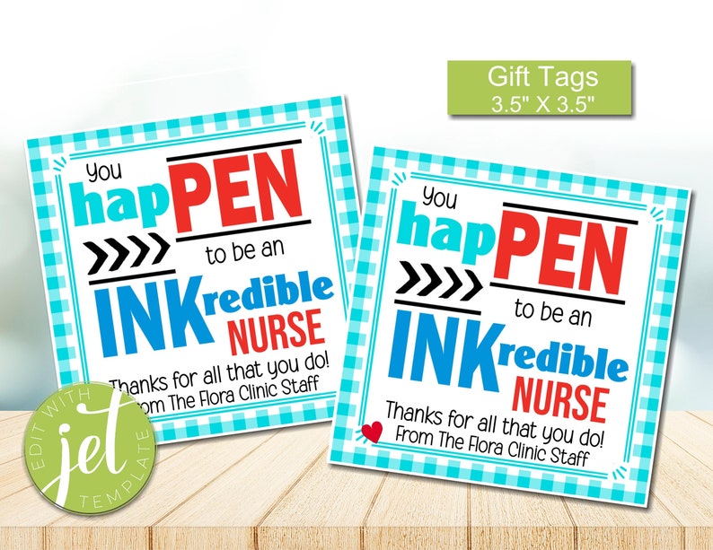 Editable Pen Nurse Gift Tag, Nurse Gift Tag, Nurse Appreciation Tag ...