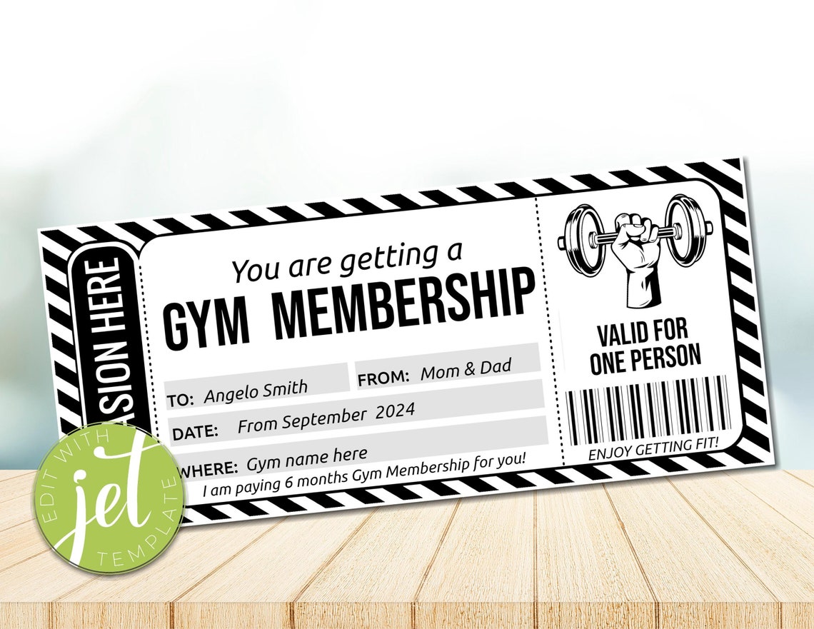Editable Gym Membership Gift Voucher Template, Gym Membership Gift ...