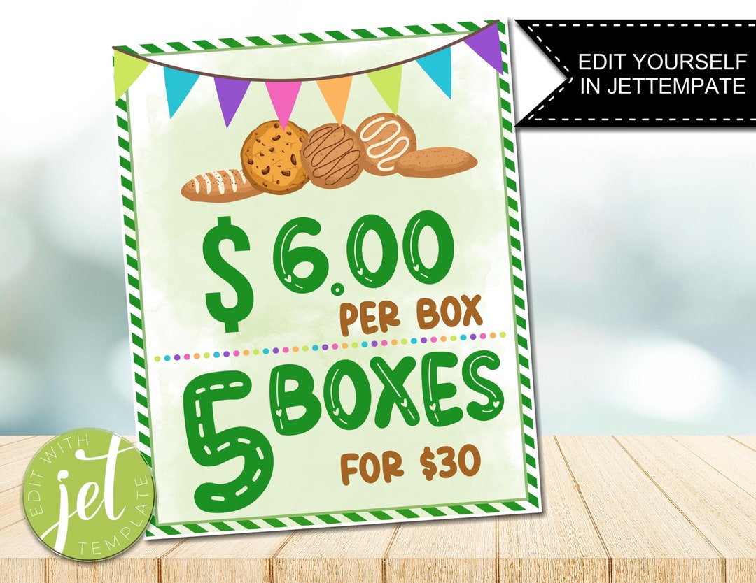 Editable Cookie Price Sign, Cookies Sold Here, Printable Cookie Booth ...
