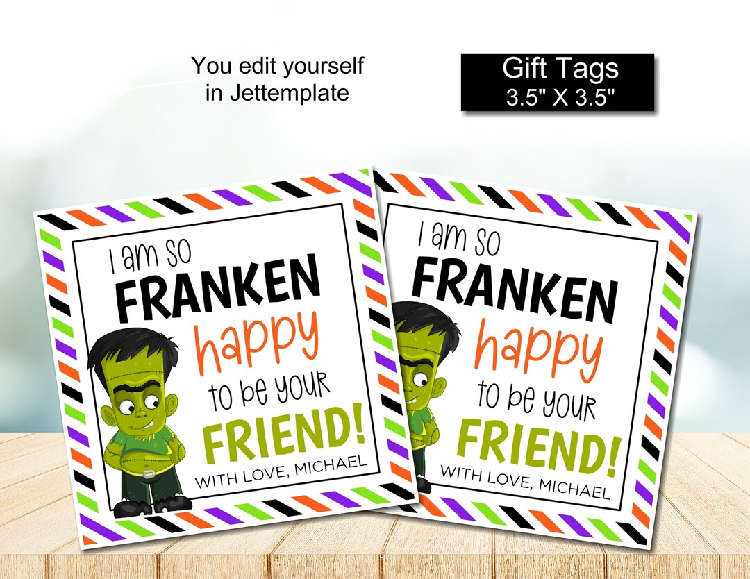 Editable Frankenstein Gift Tags, Printable, Halloween Gift Tag ...