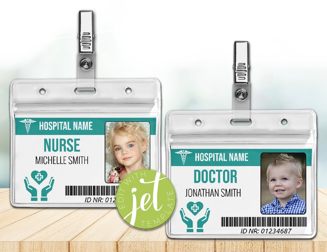 Editable Doctor ID Badge Template, Nurse ID Badge, Doctor Costume ...