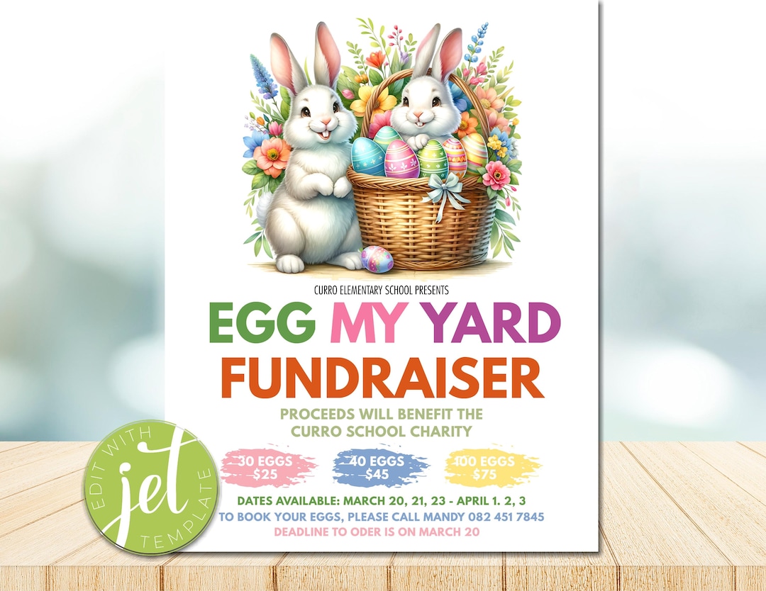 EDITABLE Egg My Yard Flyer, Easter Fundraiser Template, Pto, Pta ...