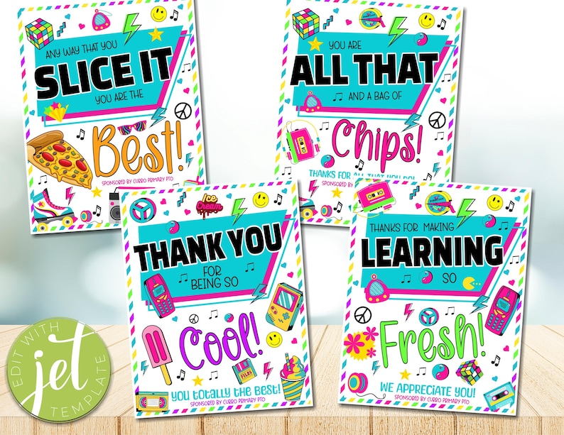 80s 90s Teacher Appreciation Bundle, Retro Staff Appreciation Week Deco ...