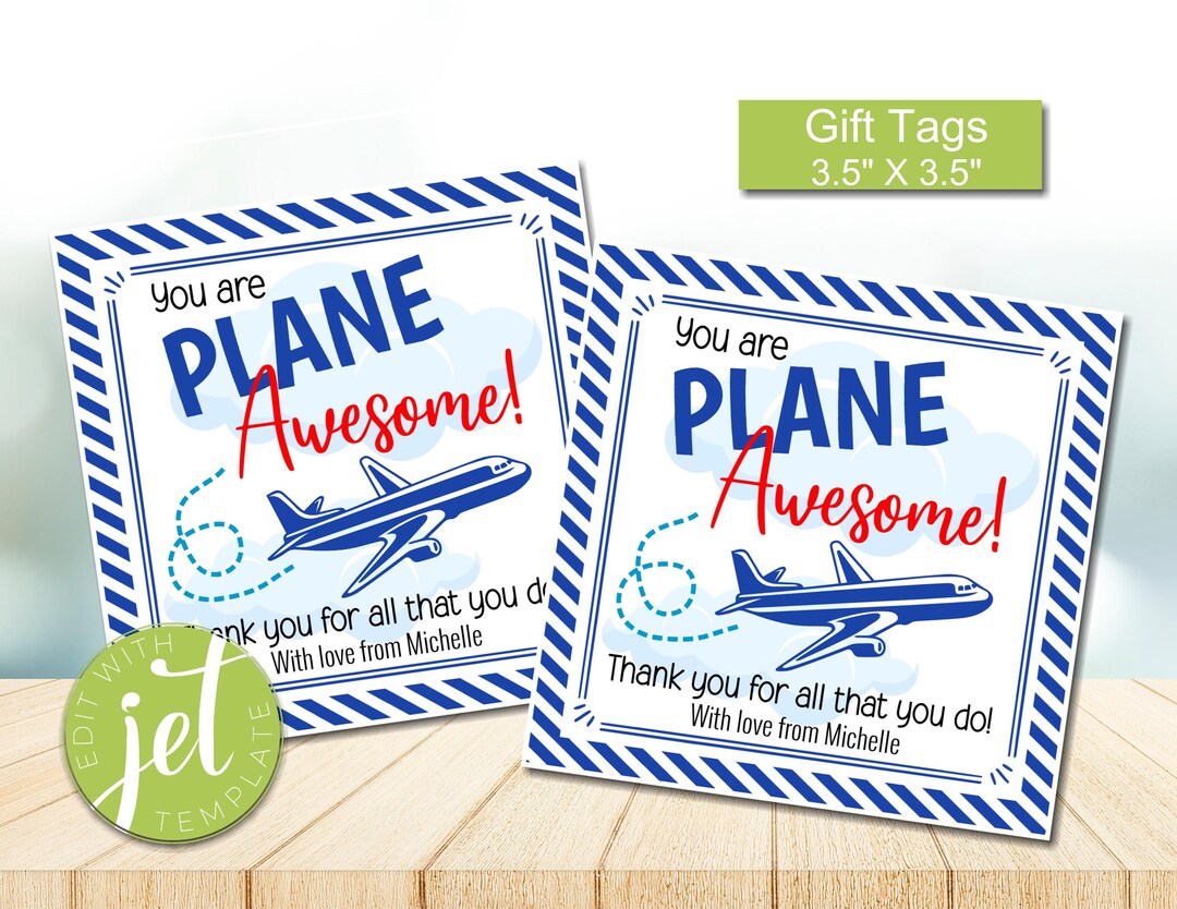 Editable Airplane Gift Tags, You Are Plane Awesome Tag, Boy Kid ...