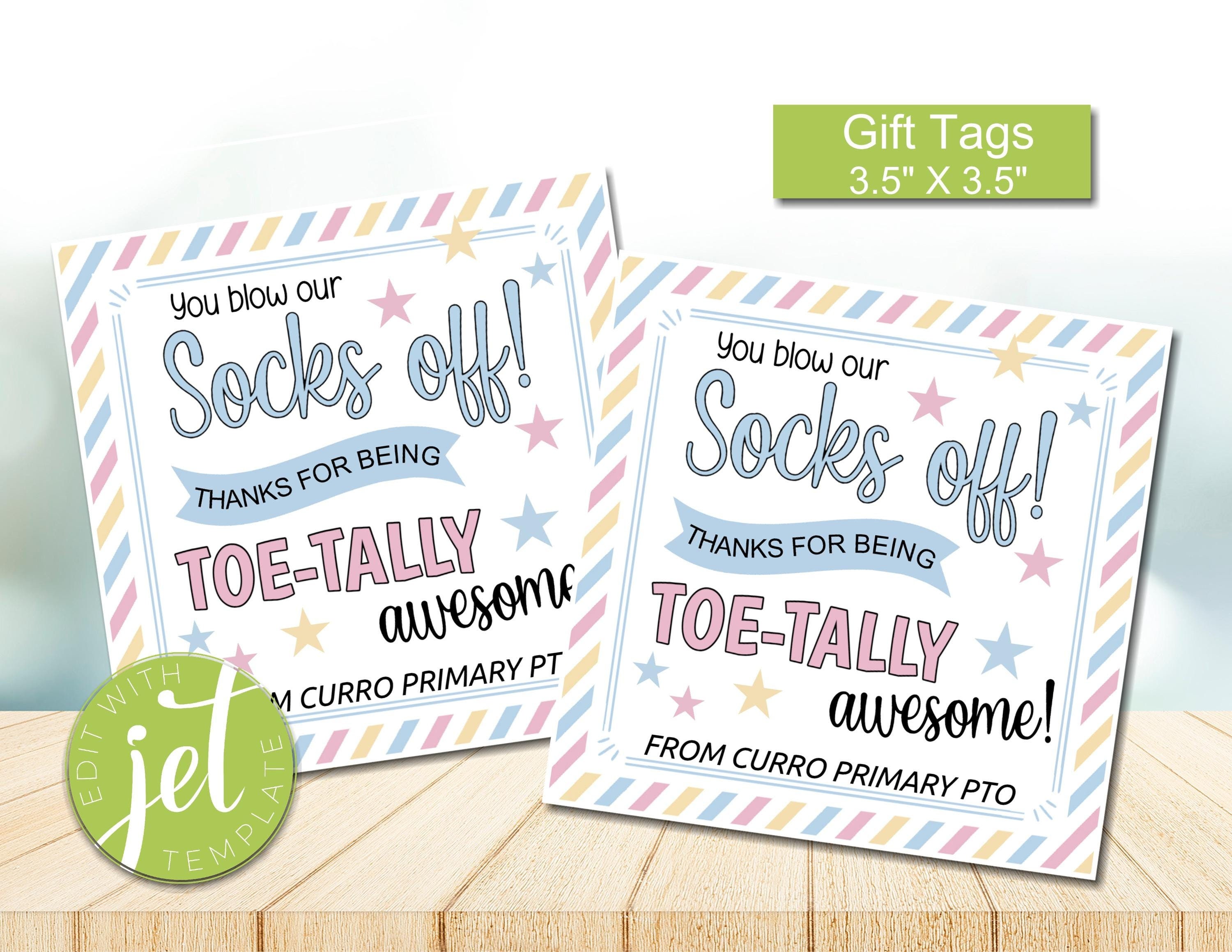 Editable Blow My Socks off Gift Tag, Sock Gift Tag, Teacher ...