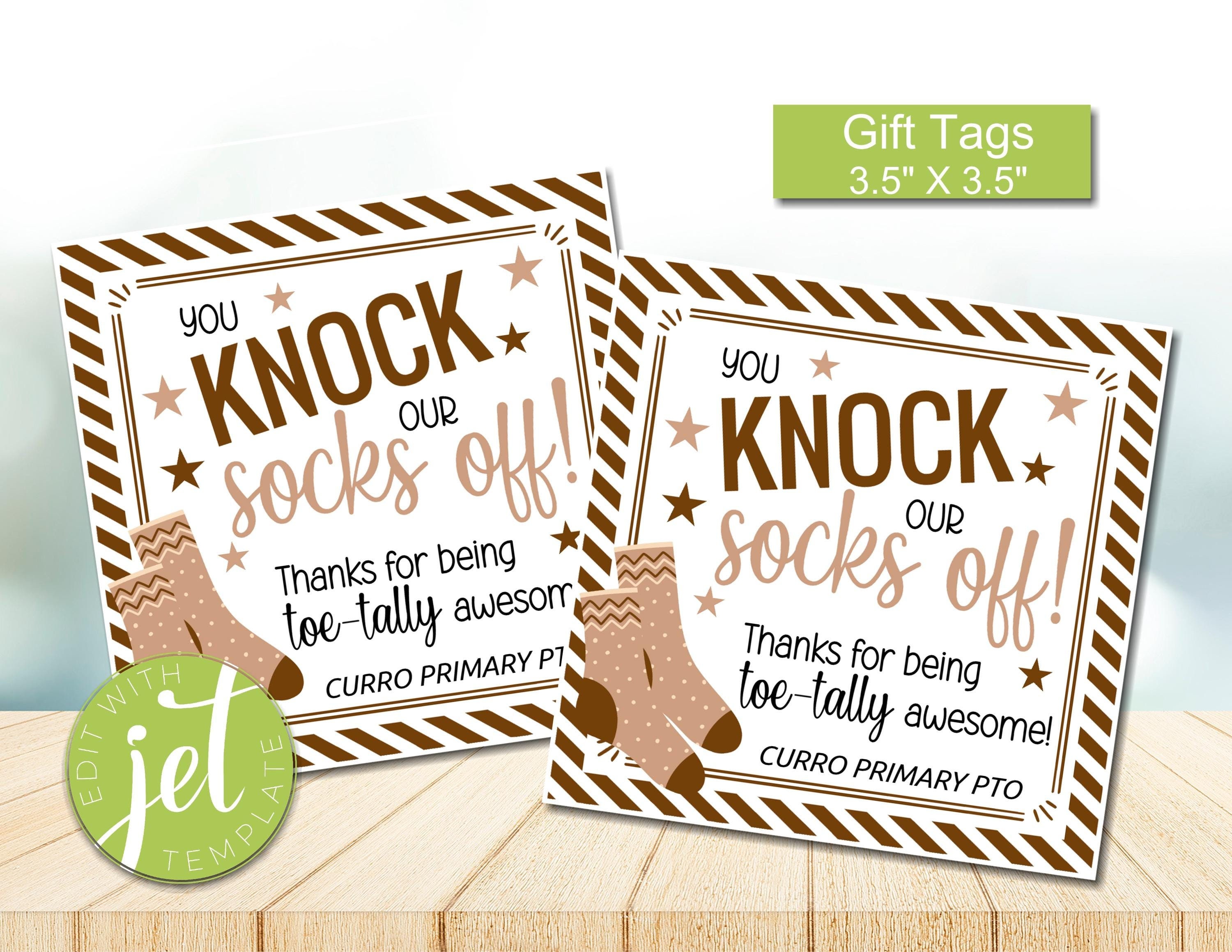 Editable You Knock My Socks Off, Sock Gift Tag, Foot Hamper Tag ...