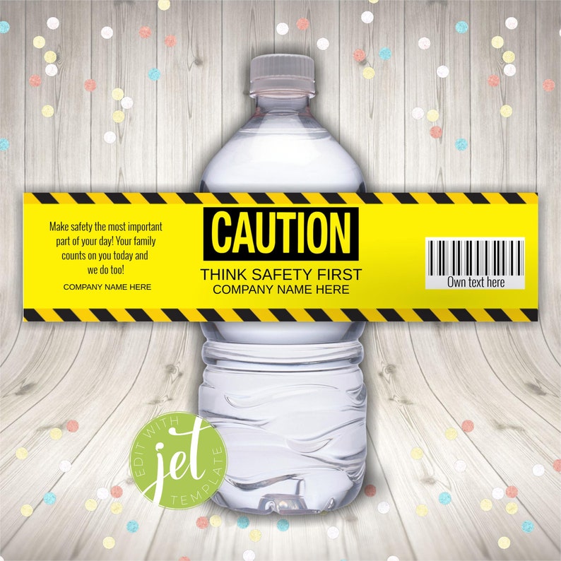 Editable Think Safety First Bottle Label, Safety Week, Caution Water ...