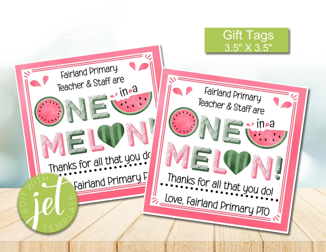 Editable Watermelon Teacher Appreciation Thank You Gift Tags, You're ...