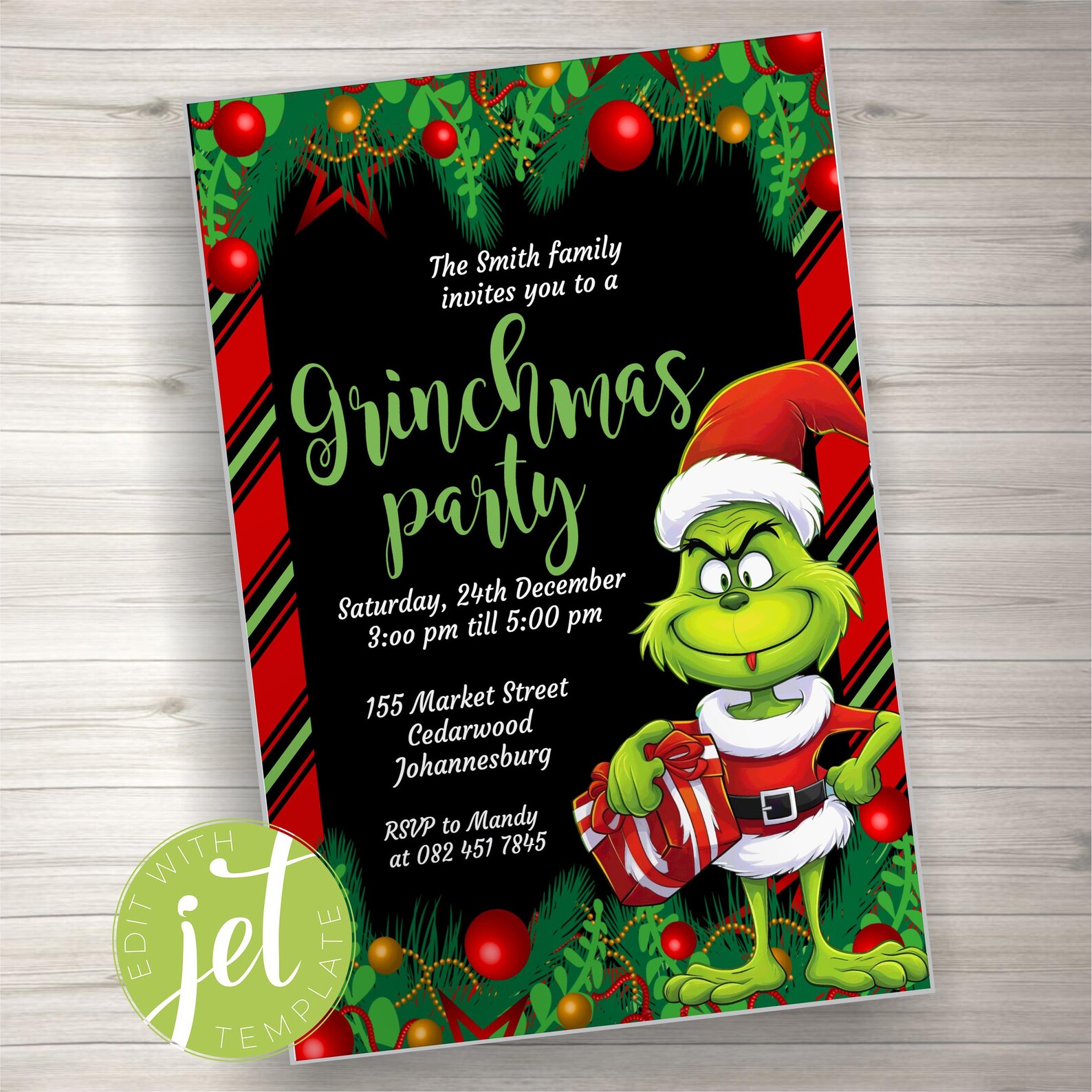 Editable Grinchmas Party Invitation, Christmas Party Invitation ...