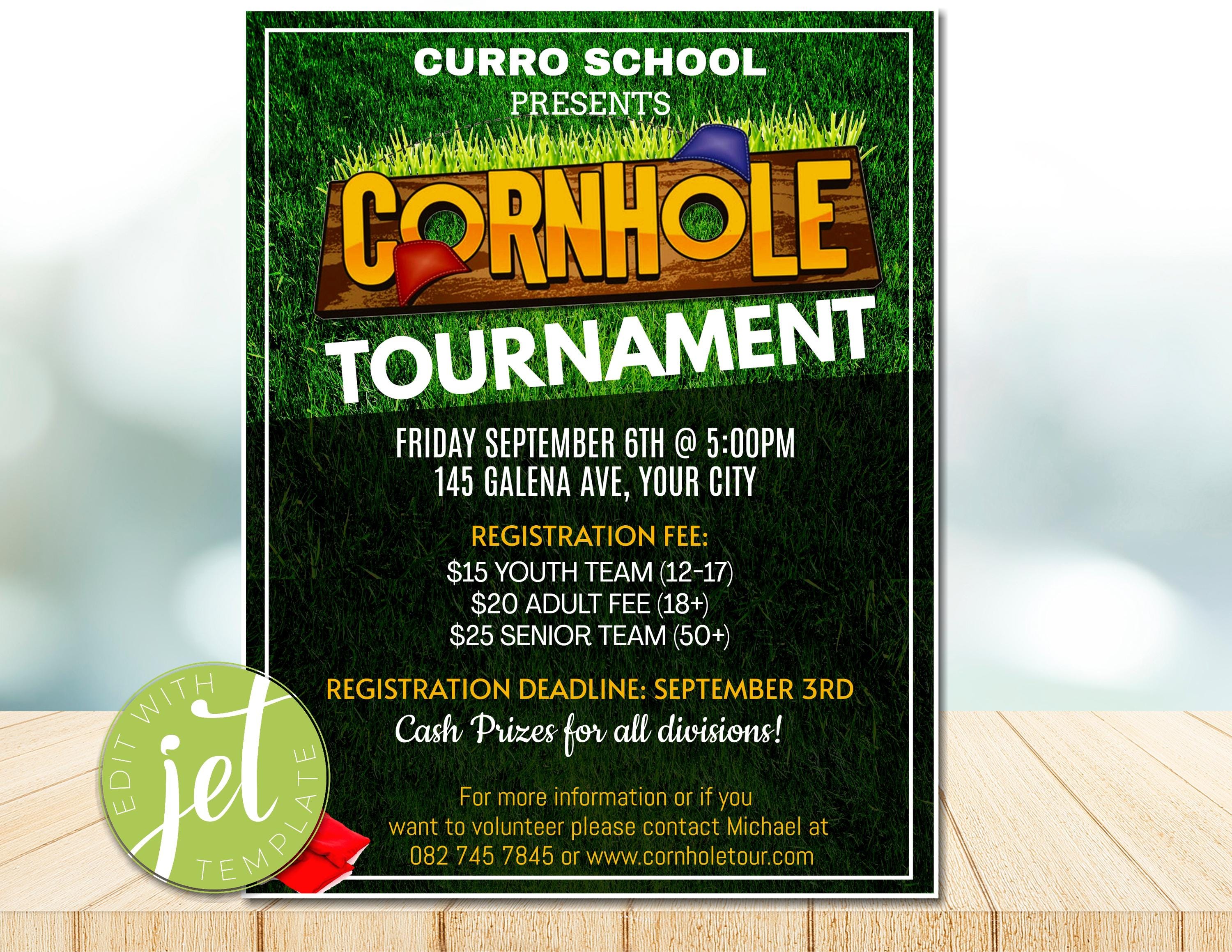 EDITABLE Cornhole Tournament Flyer, Digital Download, Printable ...