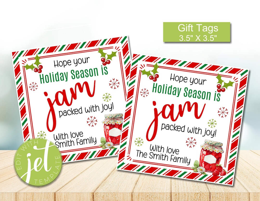 Editable Jam Gift Tag, Neighbor Christmas Gift, Christmas Teacher Gift ...