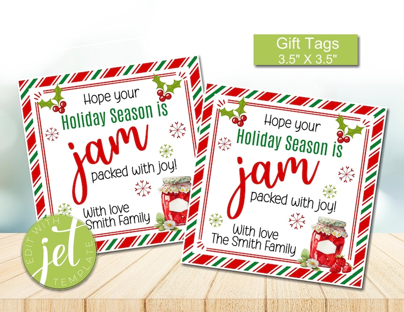 Editable Jam Gift Tag, Neighbor Christmas Gift, Christmas Teacher Gift ...