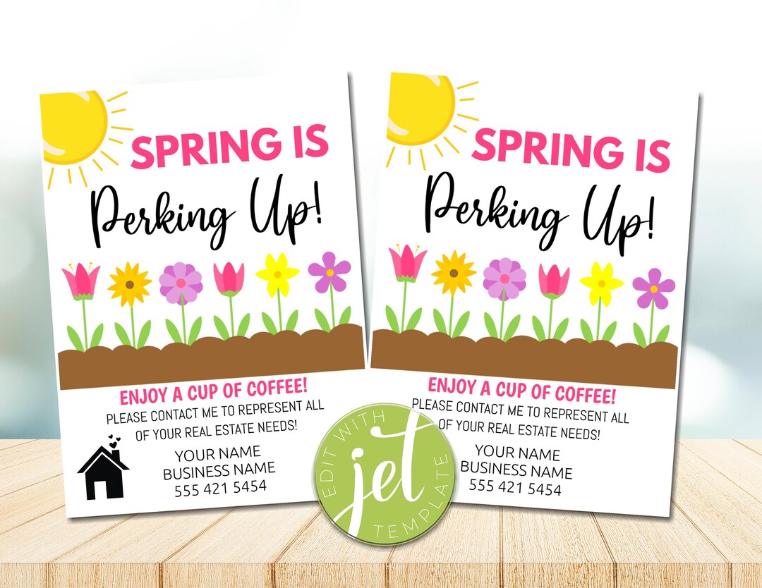 Editable Spring is Perking Up, Spring Pop-by Tags With Flowers Business ...