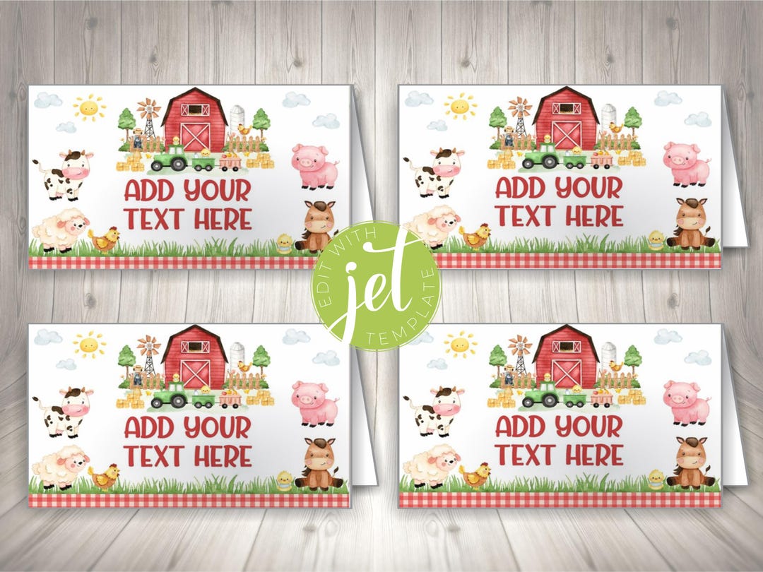 Editable Farm Food Label, Barnyard Animals Tent Cards, Farm Animals ...