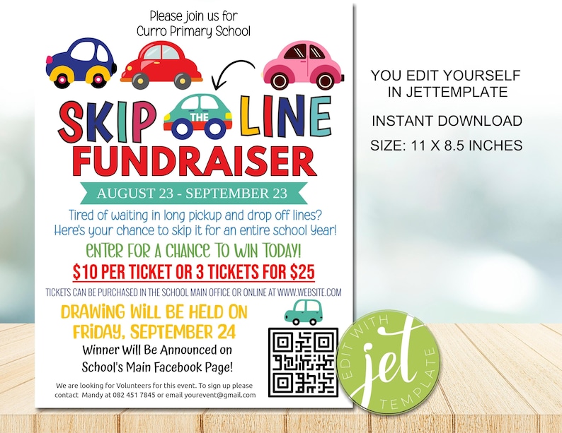 Editable Skip the Line Fundraiser Flyer, School Pto Pta Fundraiser ...
