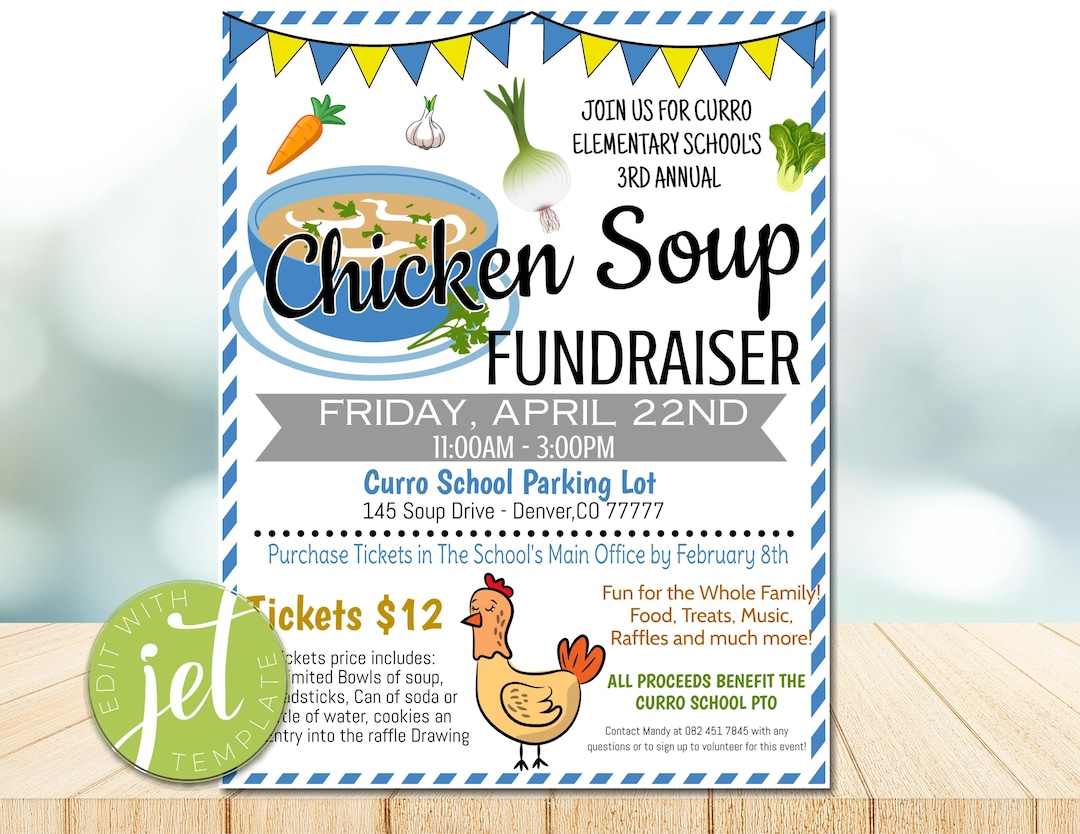 Editable Chicken Soup Fundraiser, Fall Winter Stew Fundraising, School ...