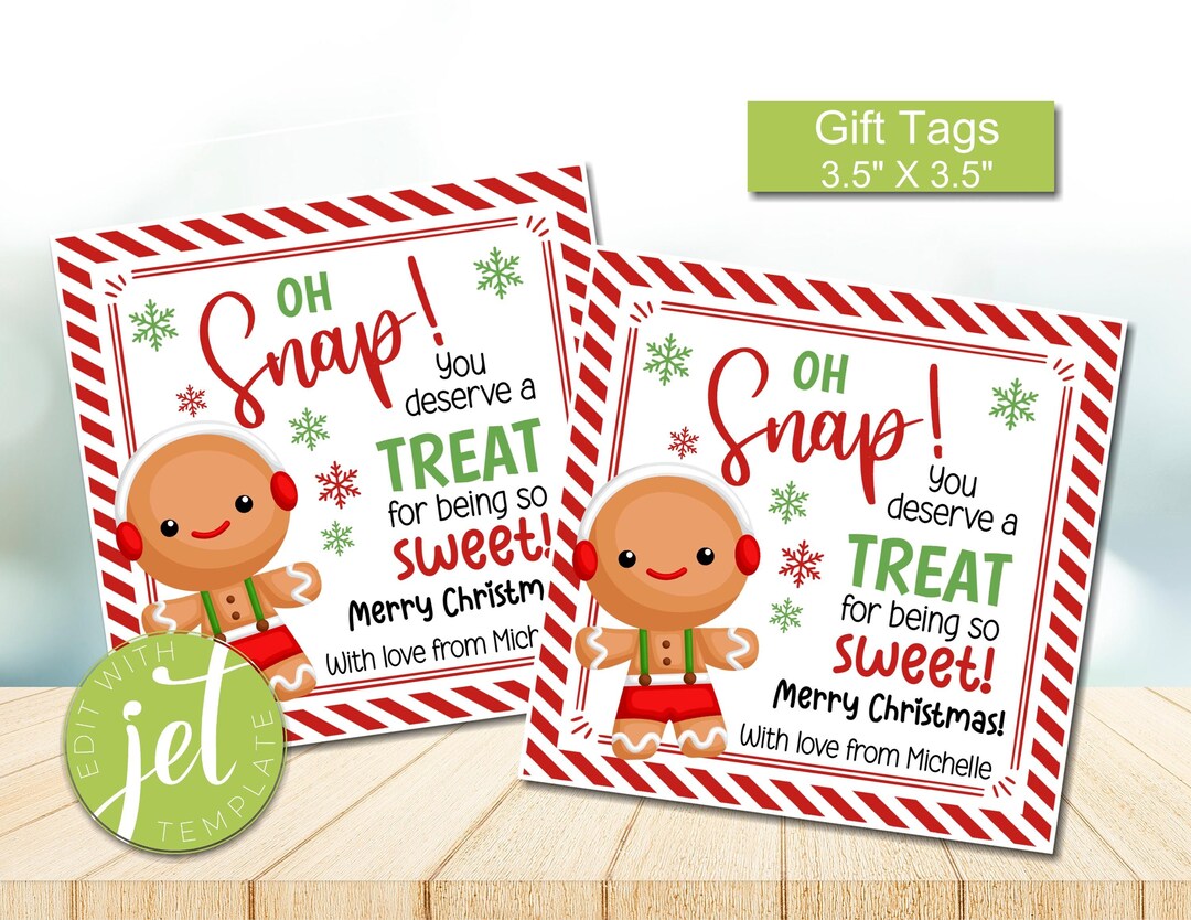 Editable Gingersnap Cookie Gift Tag, Gingerbread Christmas Gift, Oh ...
