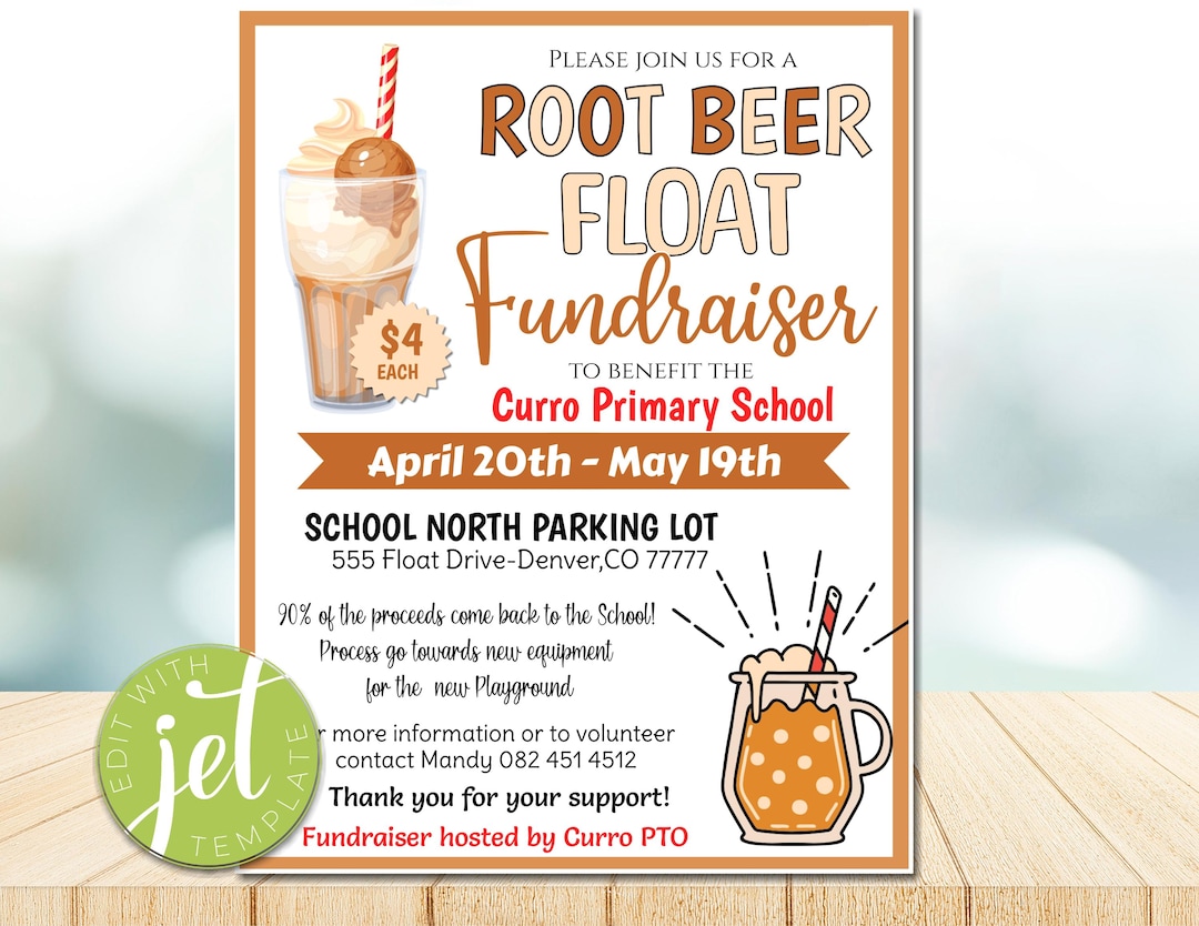 Editable Root Beer Float Fundraiser Flyer, Ice Cream Social Event Flyer ...