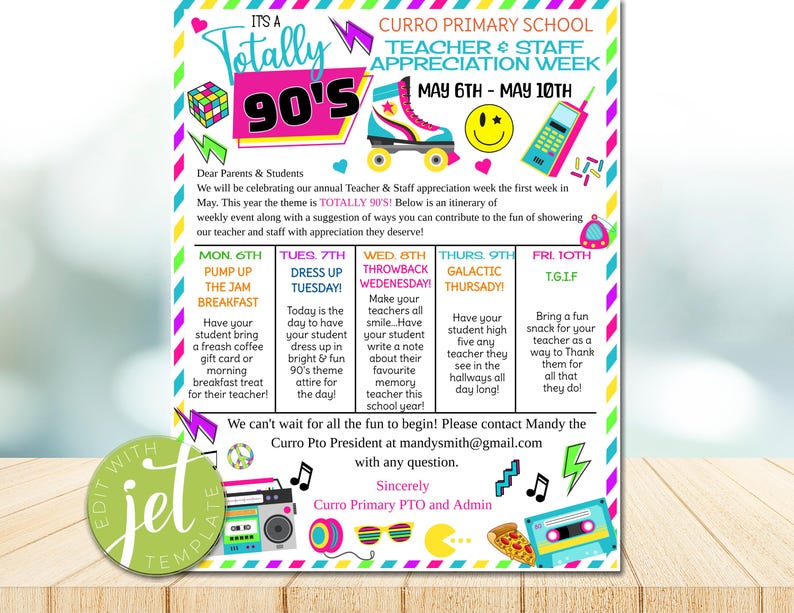 80s 90s Teacher Appreciation Bundle, Retro Staff Appreciation Week Deco ...