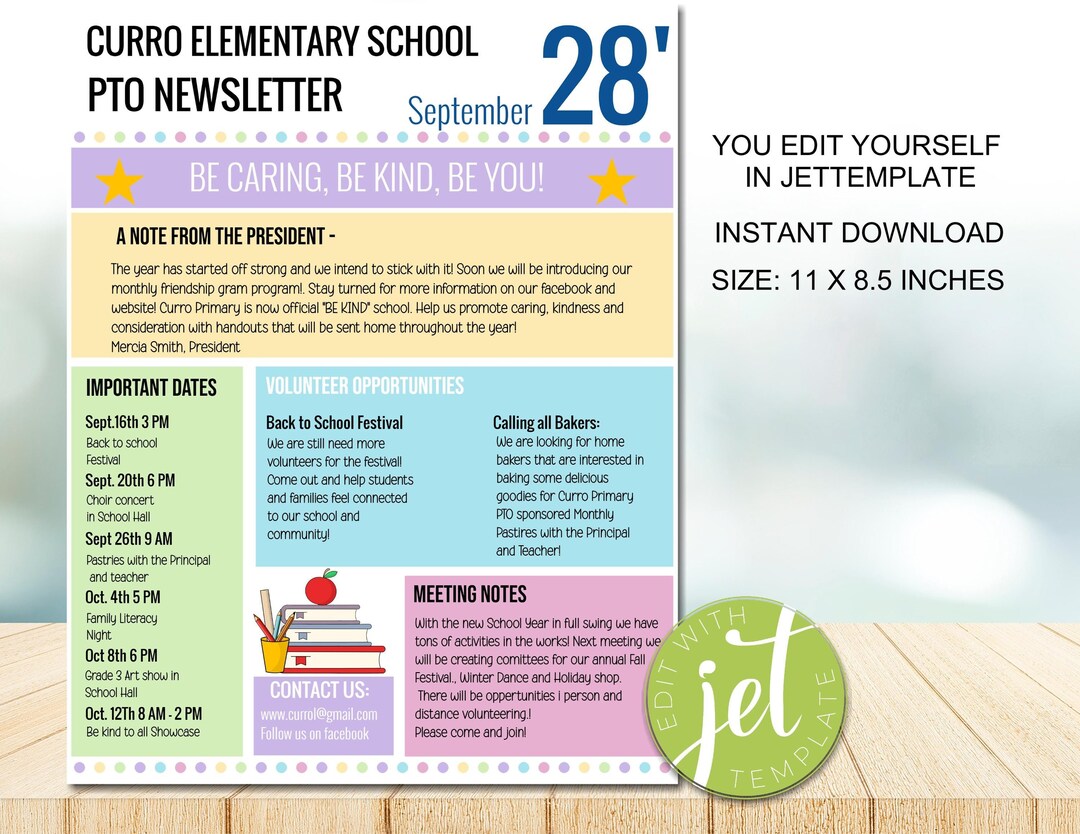 EDITABLE PTO PTA Meeting Informational Flyer, Printable Handout, School ...