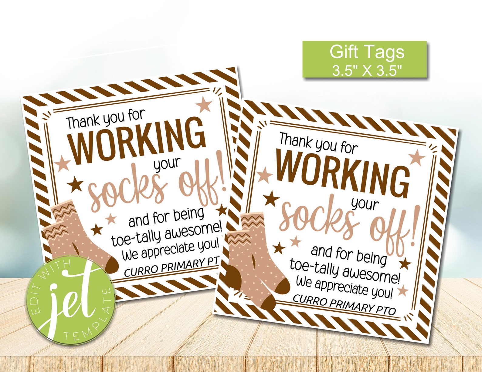 Editable Sock Gift Tags, Thank You for Working Your Socks Off, Thank ...