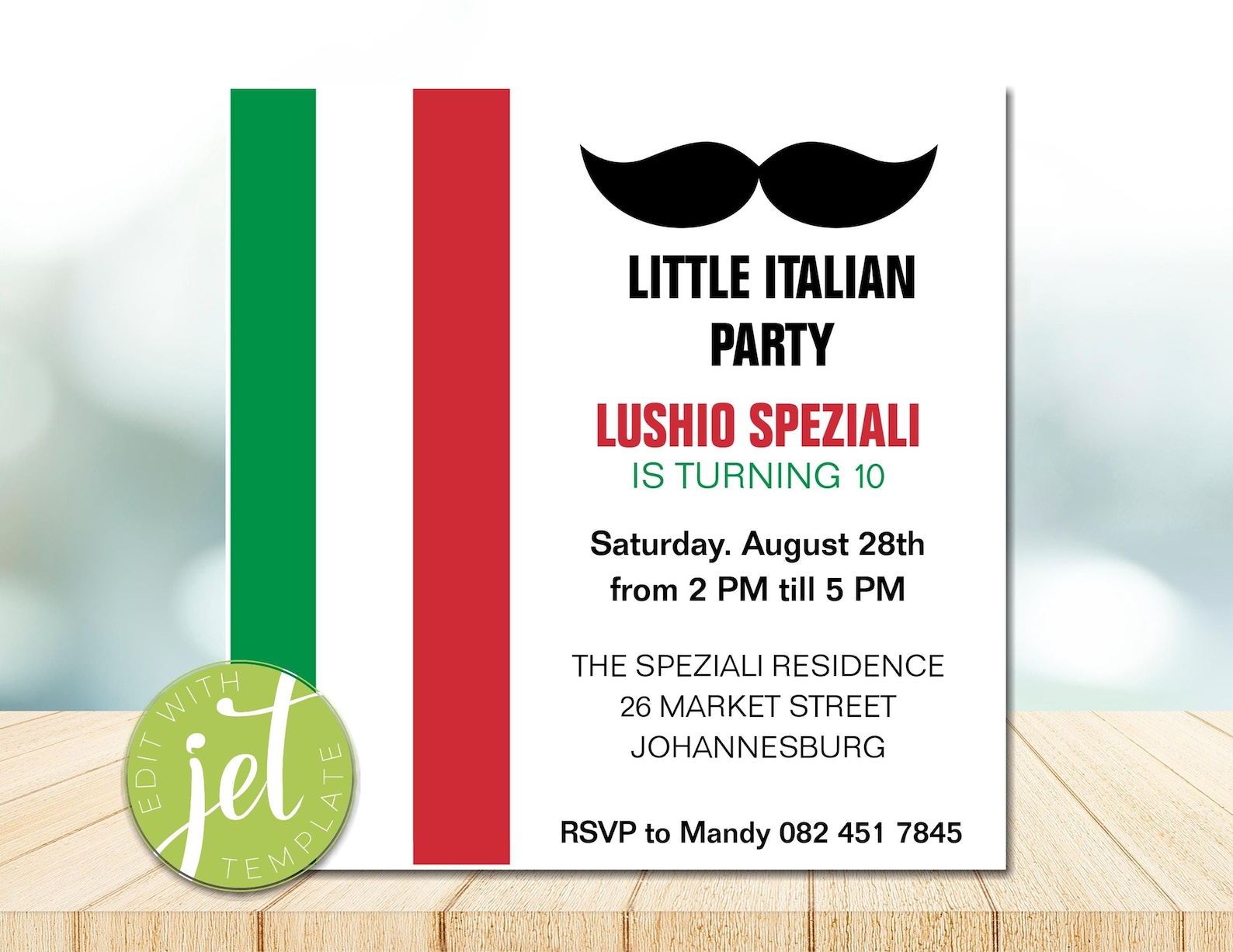 Editable Italian Party Invitation, Italian Kids' Birthday, Kids Italian ...