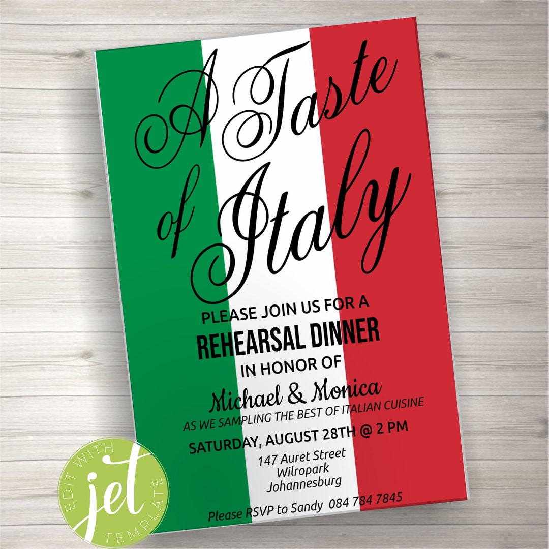 Editable Italian Party Invitation, Italian Themed Dinner, Rehearsal ...