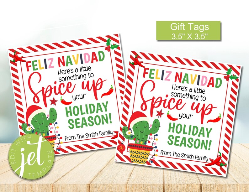 Editable Christmas Gift Tags, Nacho Average Holiday, Fiesta Feliz ...