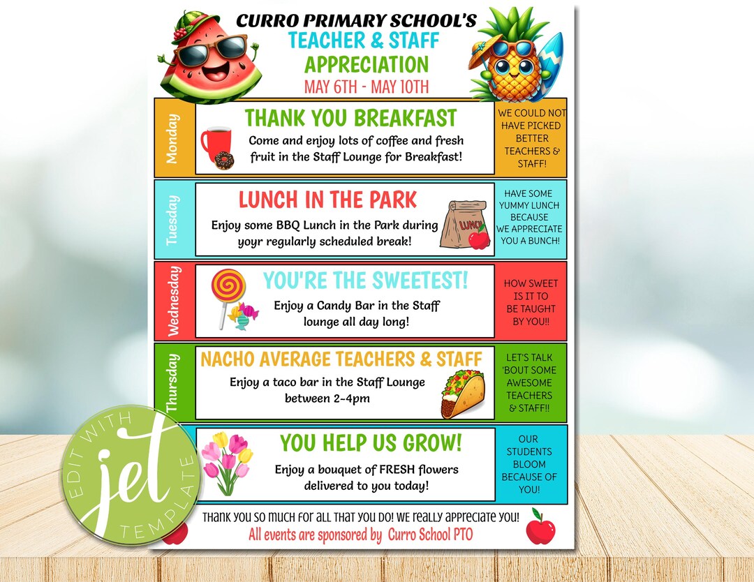 Editable Teacher Appreciation Week Flyer, Staff Invitation Printable ...