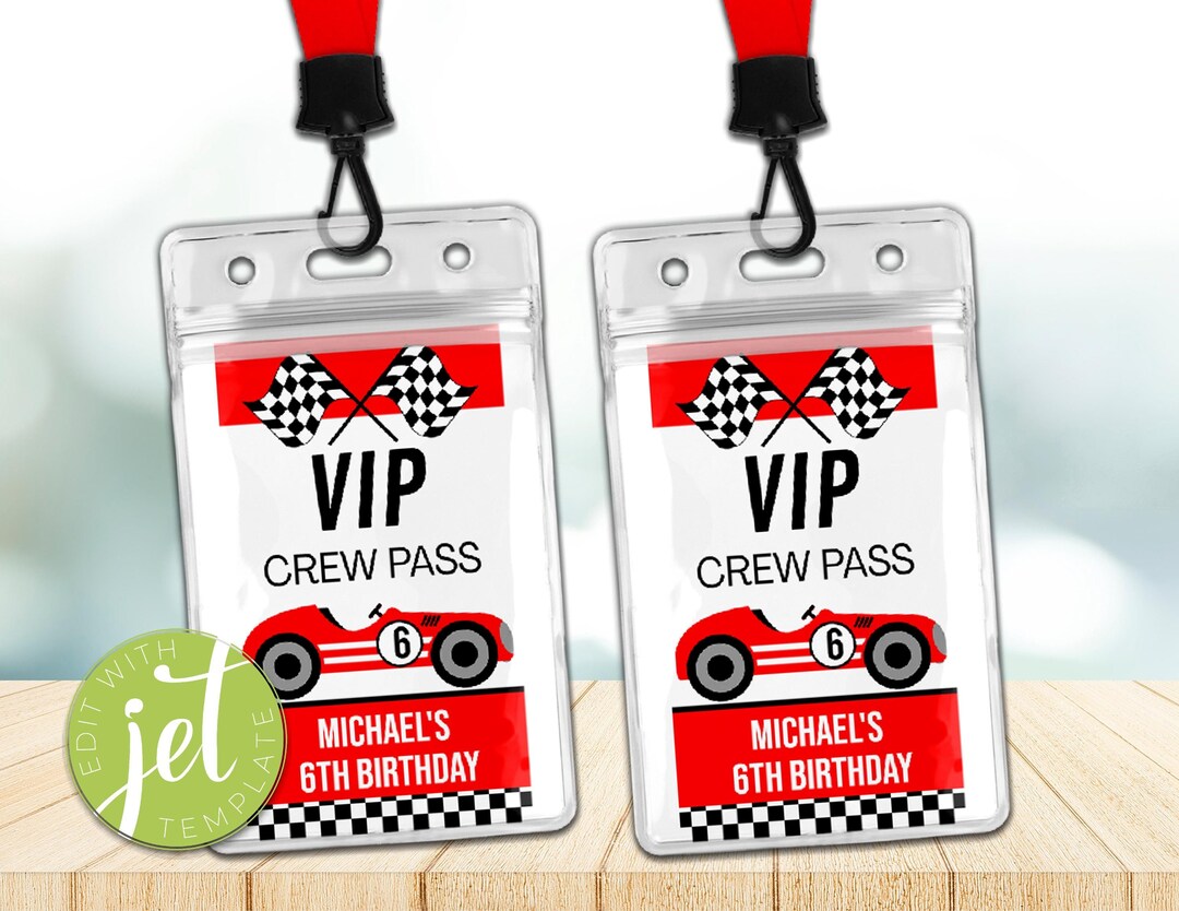 Editable Pit Crew Pass, Racing Pit Crew Party, Printable Pit Crew Badge ...
