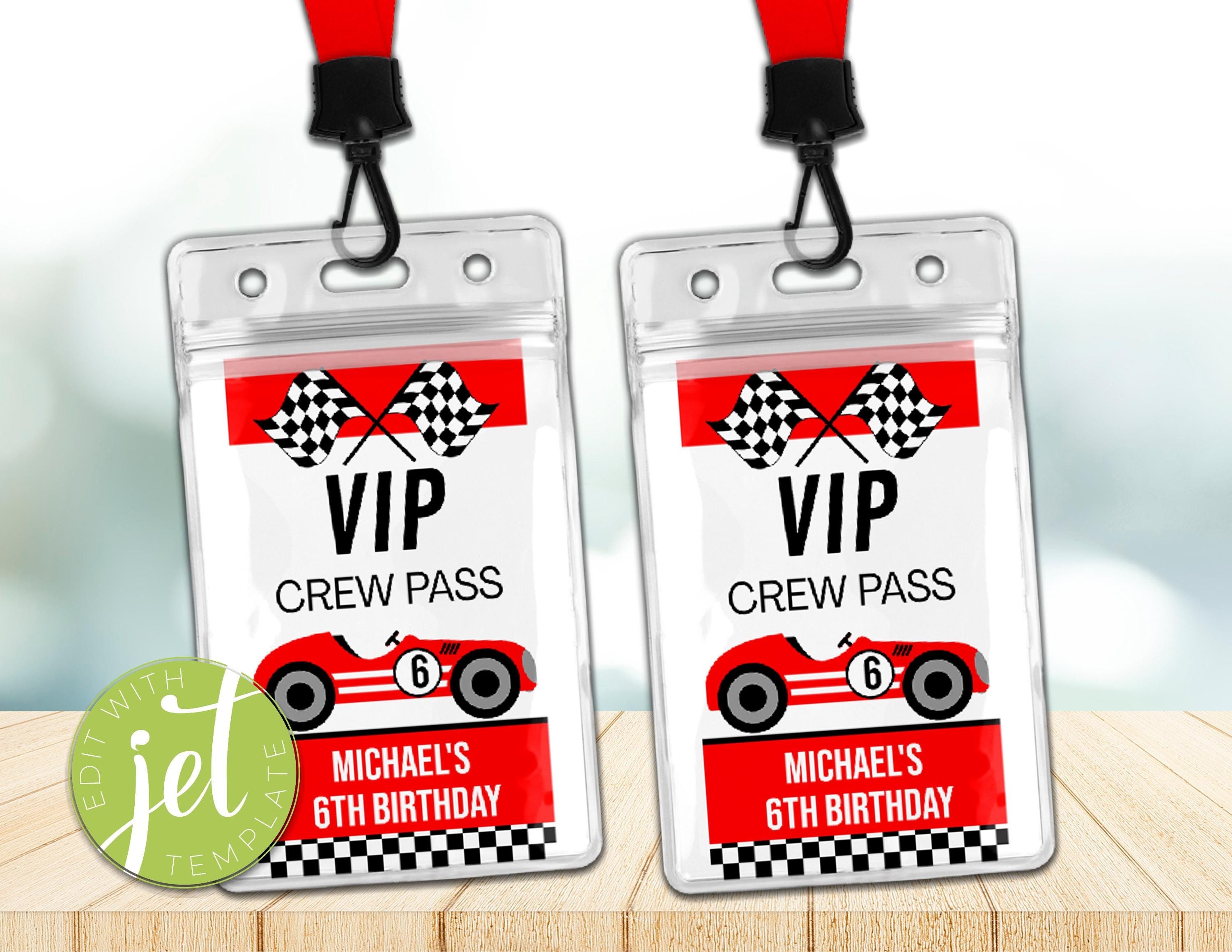Editable Pit Crew Pass, Racing Pit Crew Party, Printable Pit Crew Badge ...