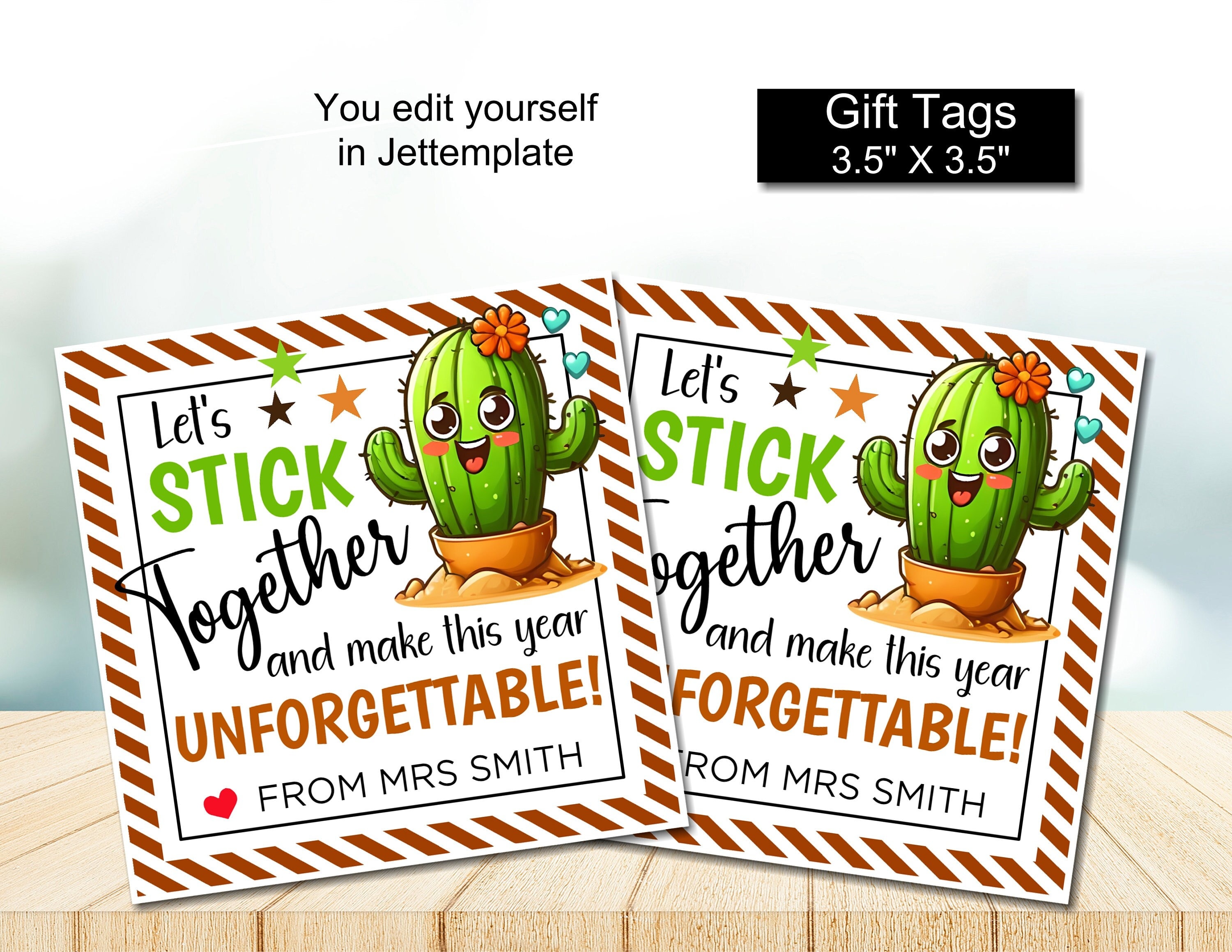 Editable Back to School Gift Tags, Cactus Themed Design, Teacher ...