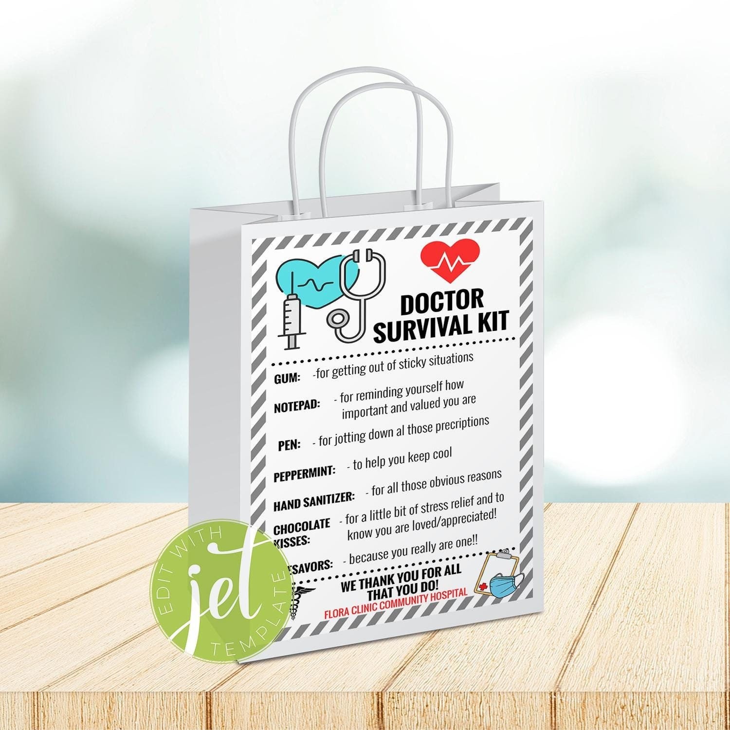 EDITABLE Doctor Survival Kit Gift Tags, National Doctors Day, Medical ...