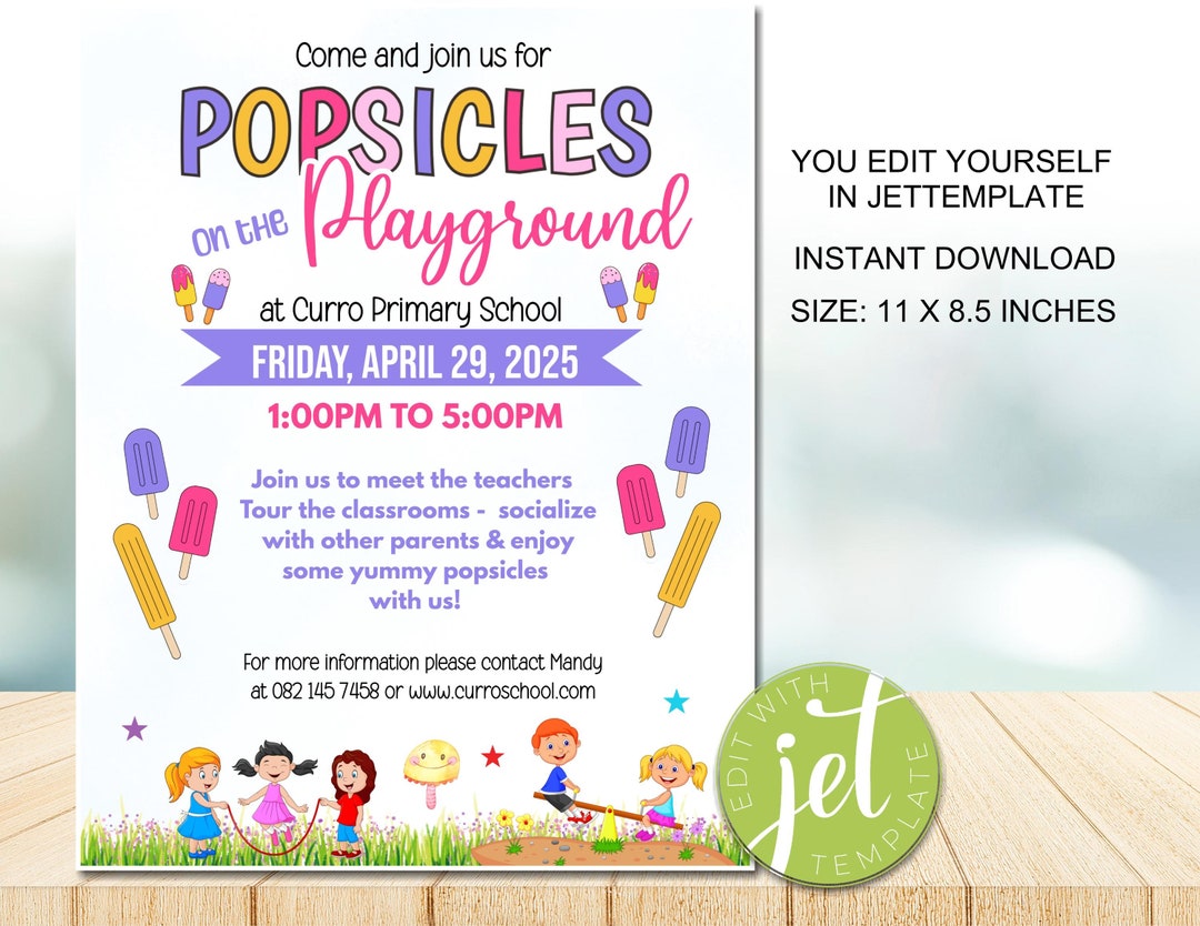 Editable Popsicles on the Playground Flyer Template, Back to School ...