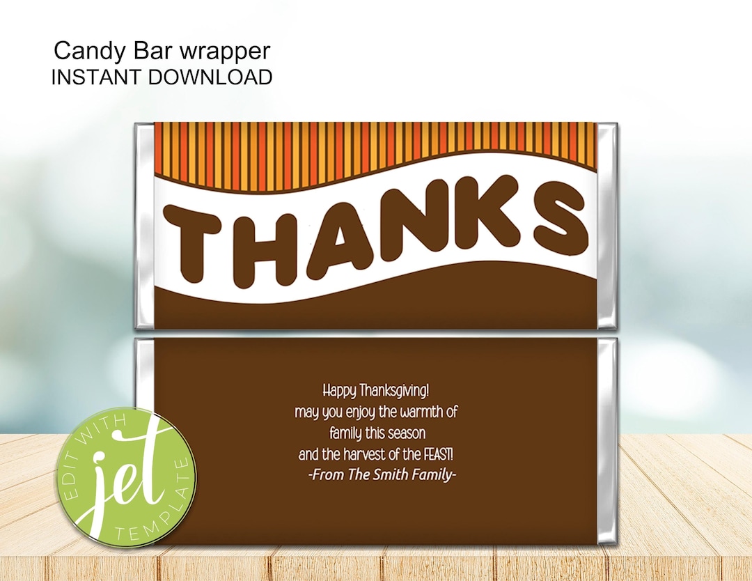 Editable Thanksgiving Candy Bar Wrappers, Thanksgiving Favors, Table ...