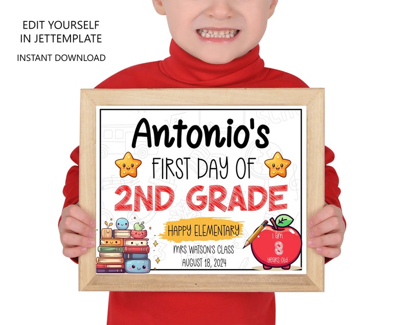 Editable Back to School Sign, First and Last Day of School Sign ...