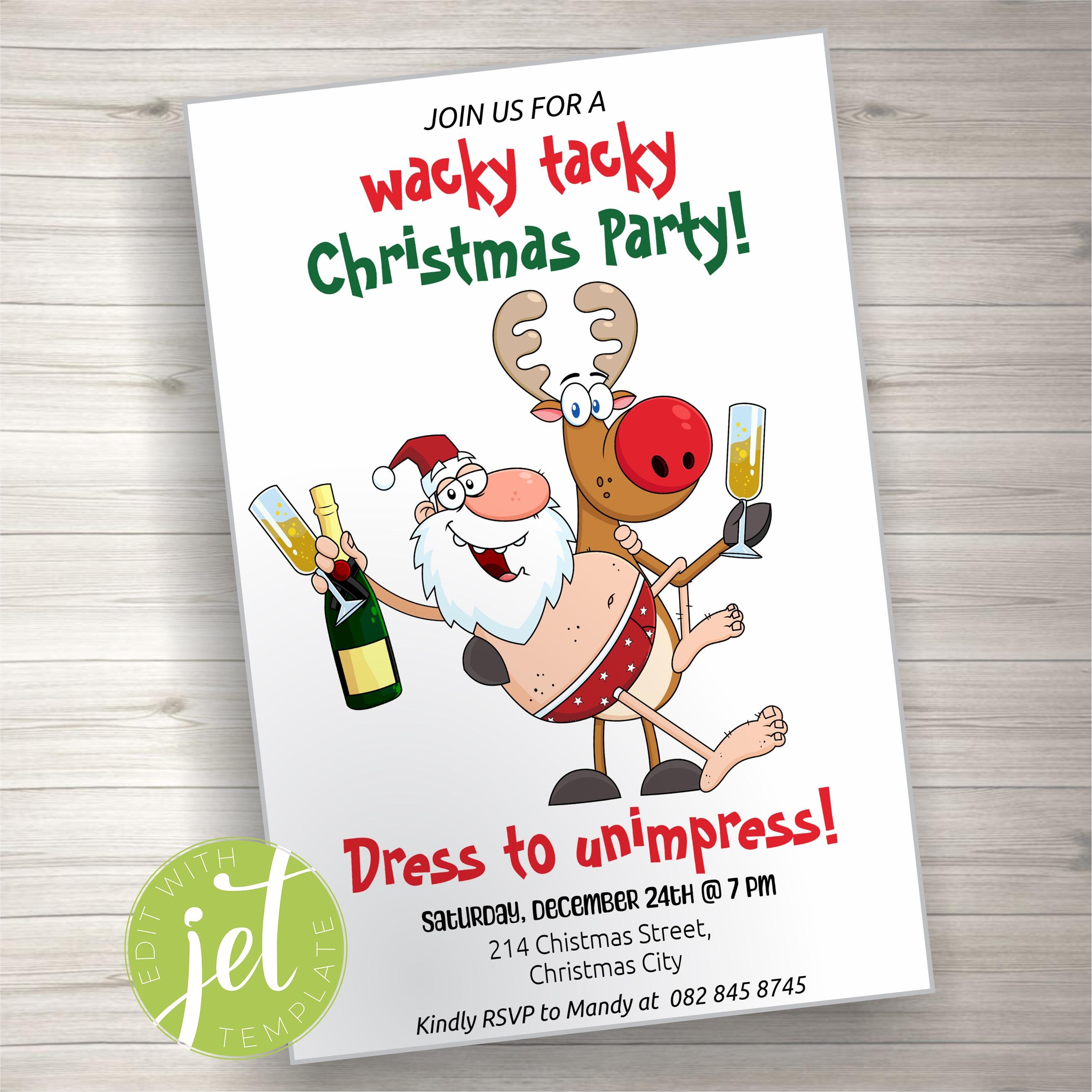 Editable Wacky Tacky Christmas Party, Ugly Christmas Sweater Party ...