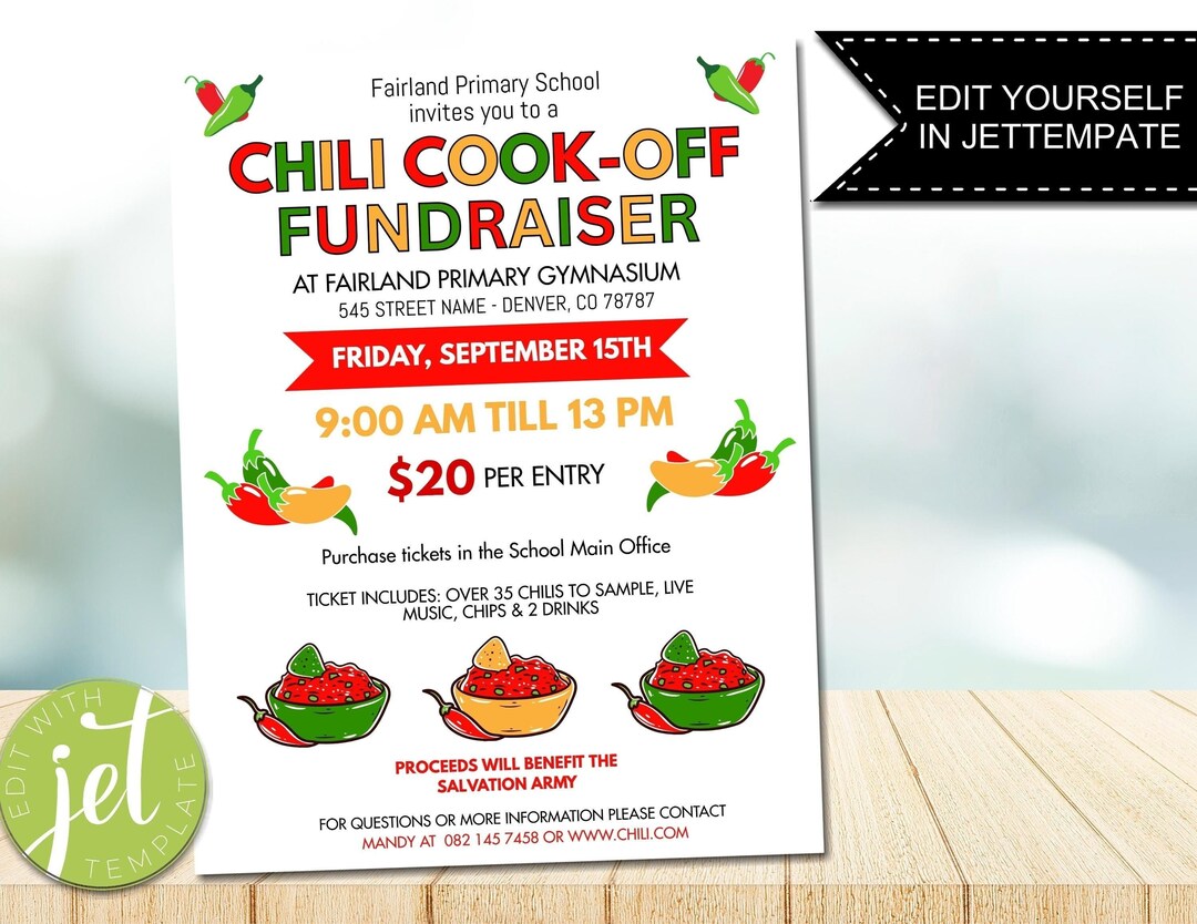 Editable Chili Cook-off Flyer, Chili Cookoff Invitation, Annual Chili ...