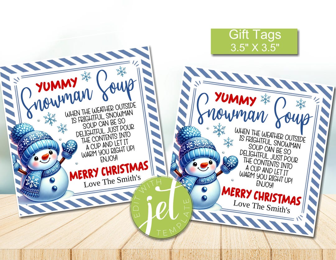 Editable Christmas Gift Tags, Snowman Soup Hot Cocoa,teacher Classroom ...