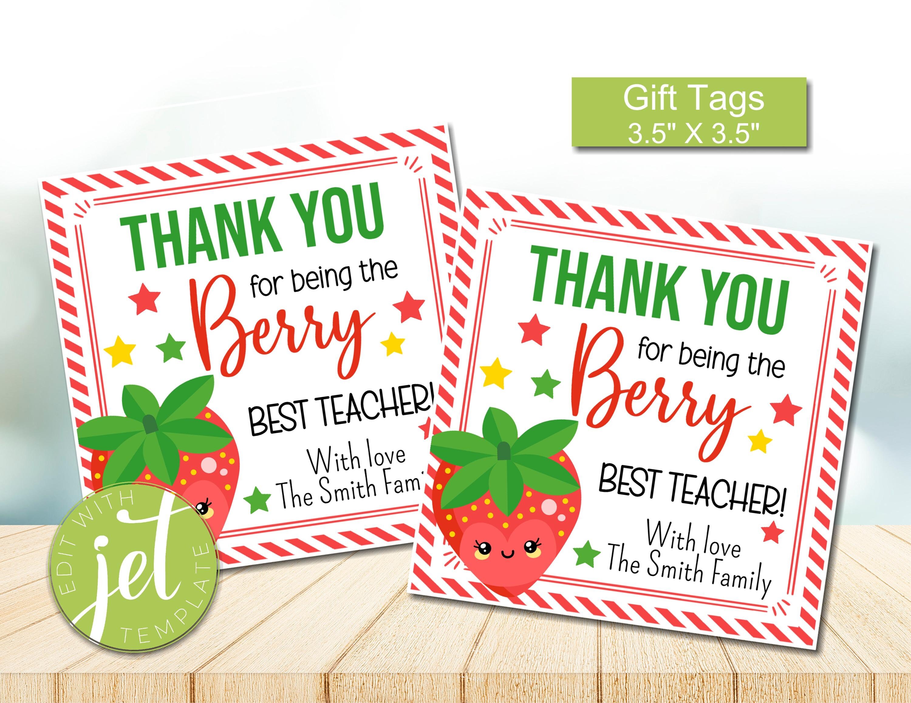 Editable Thank You for Being the Berry Best Teacher! Tag, Teacher ...