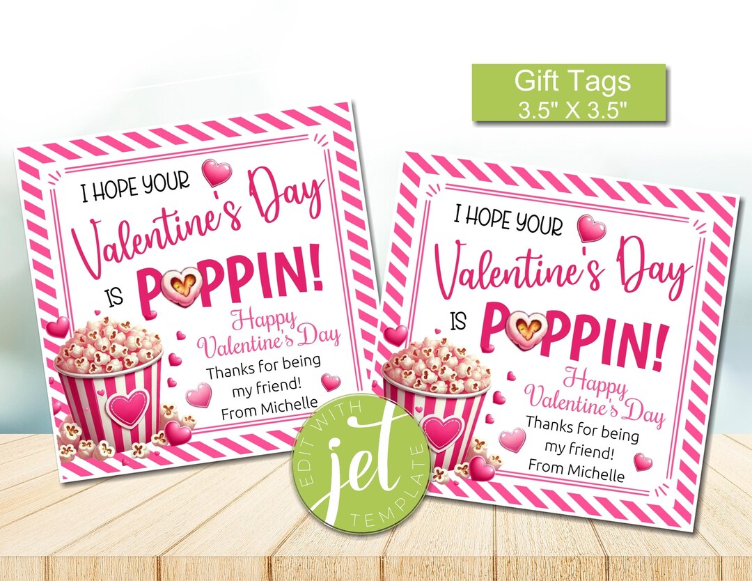 Editable Valentines Cards Popcorn Valentine Snack Tags, Valentines Day ...