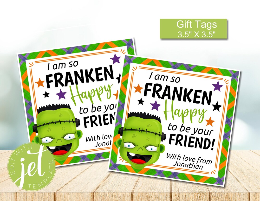 Editable Frankenstein Gift Tags, Printable, Halloween Gift Tag ...